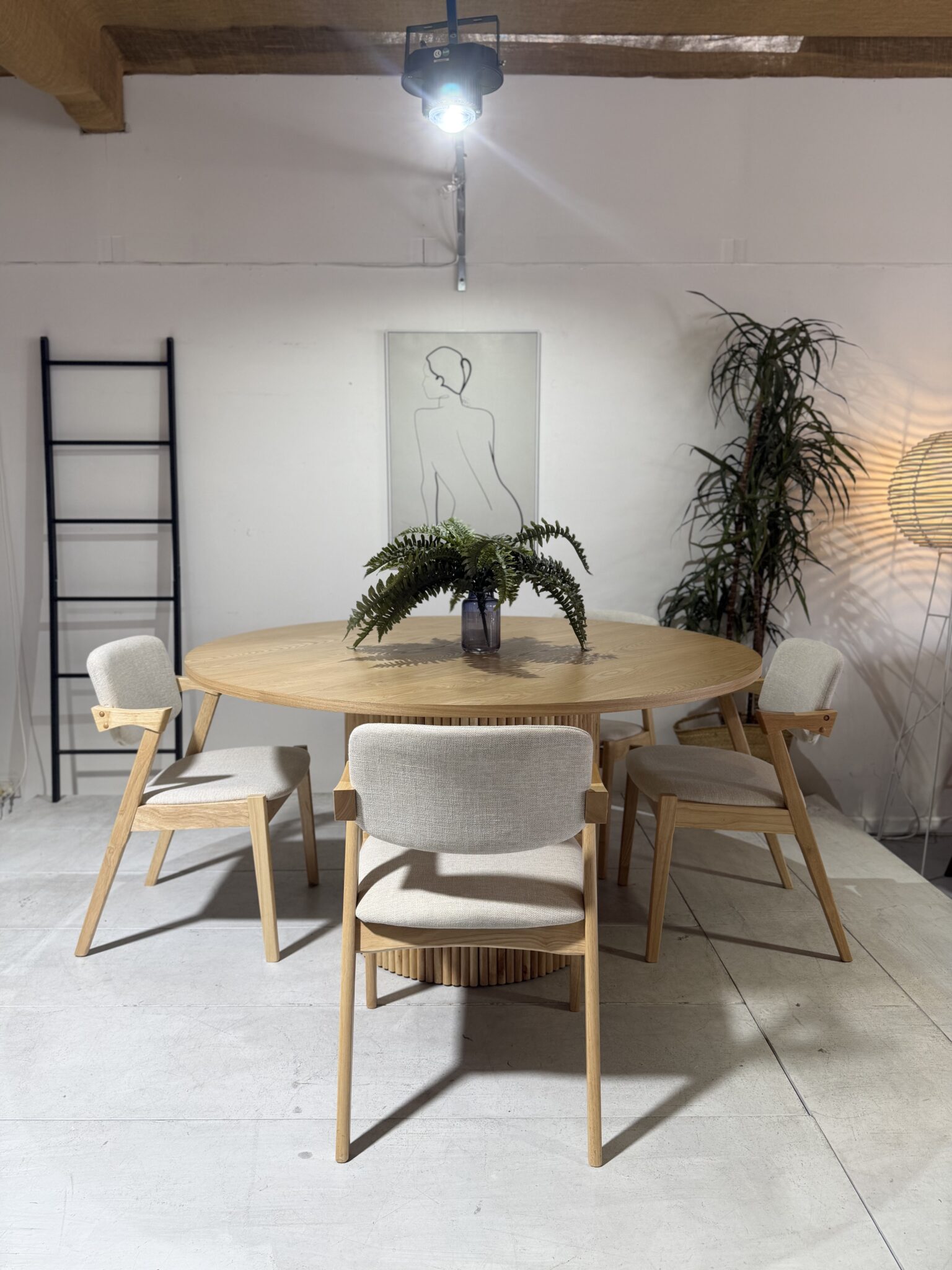 Hamburg - 7 PCE | Dining Set | Natural Round Dining Table with 6 dining ...